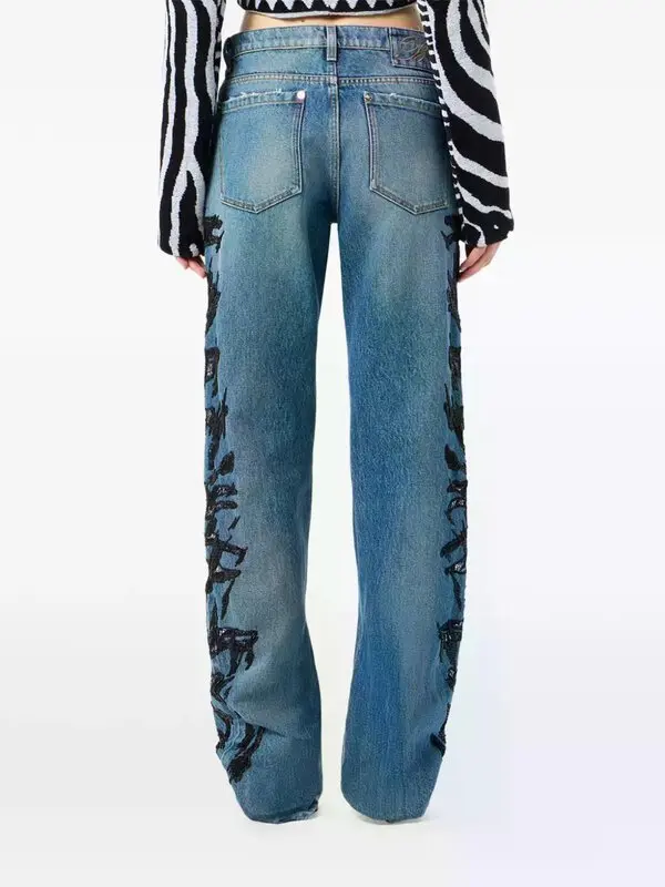 Blumarine Zebra Embroidered Jeans - Blue