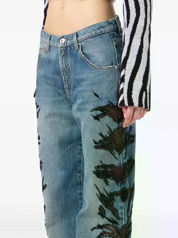 Blumarine Zebra Embroidered Jeans - Blue