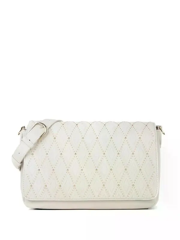 MARIO VALENTINO Diamond-quilted Stud-embellished Shoulder Bag - White