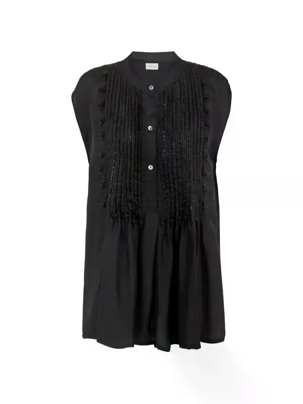 PARAH Embellished Band Collar Sleeveless Shirt
