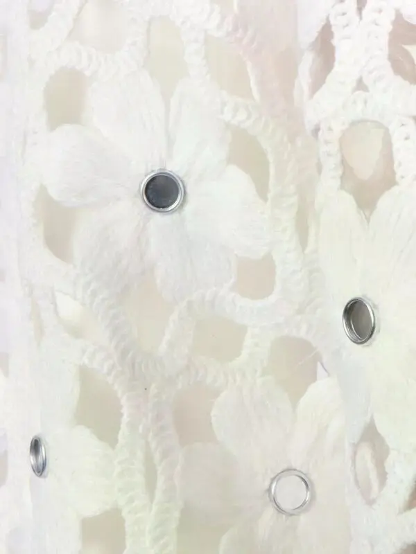 Michael Kors Floral Crochet Blouse With Mirror Embellishments - White