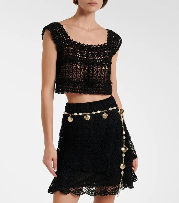 Anna Kosturova Cotton Crochet Crop Top