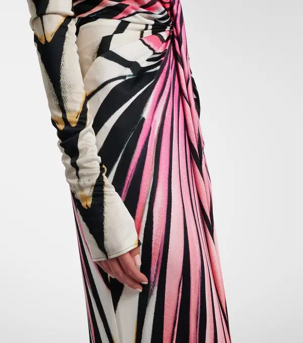 Roberto Cavalli Printed V-neck Gown
