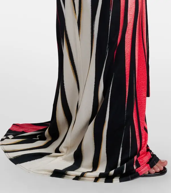 Roberto Cavalli Printed V-neck Gown