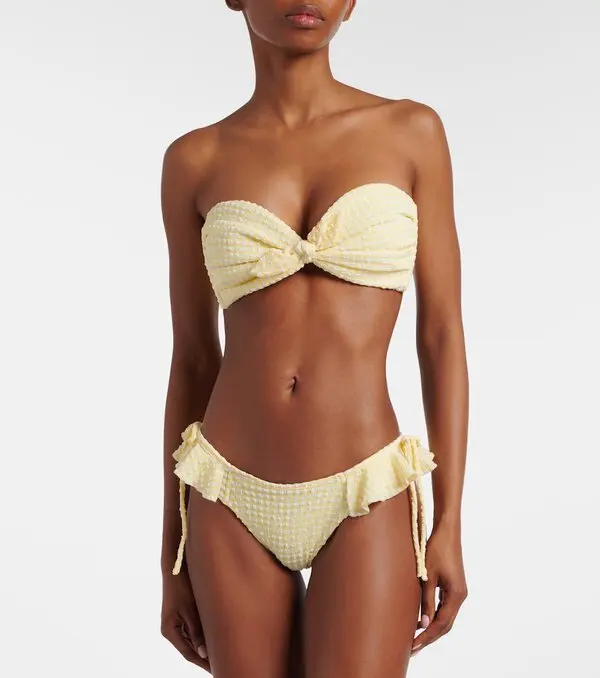 MONTCE Gingham Ruffled Bikini Bottoms