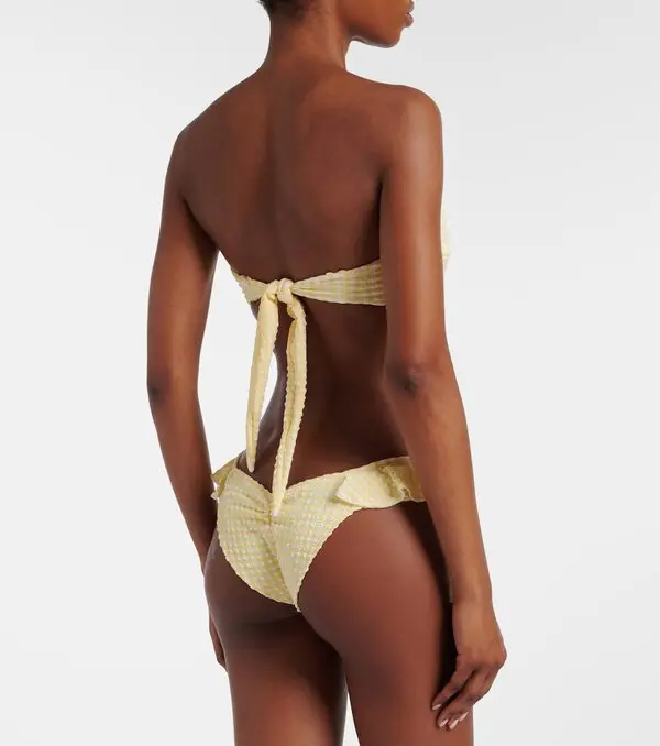MONTCE Gingham Ruffled Bikini Bottoms