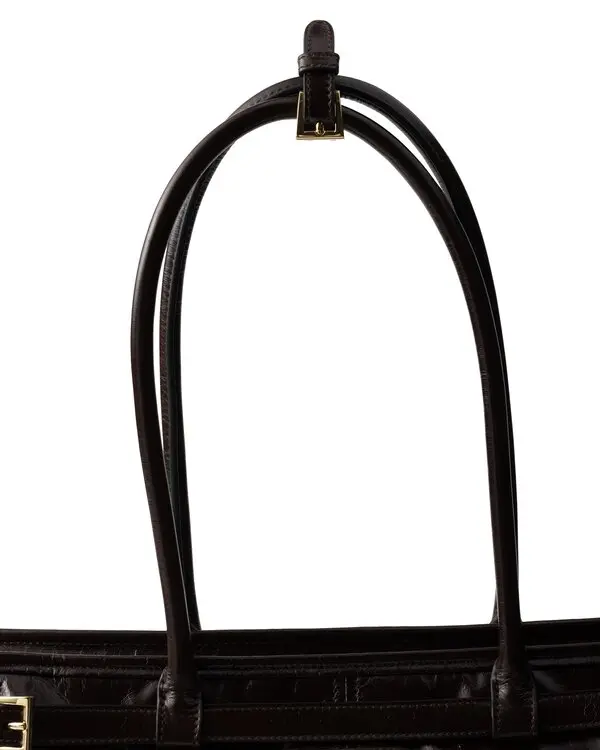 Prada Bonnie Large Leather Handbag - Brown
