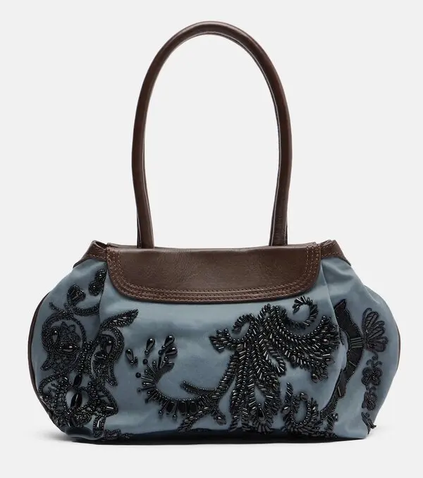 Dries Van Noten Embellished Twill Shoulder Bag