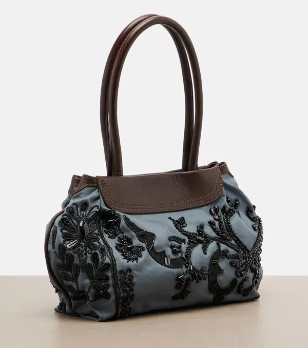 Dries Van Noten Embellished Twill Shoulder Bag