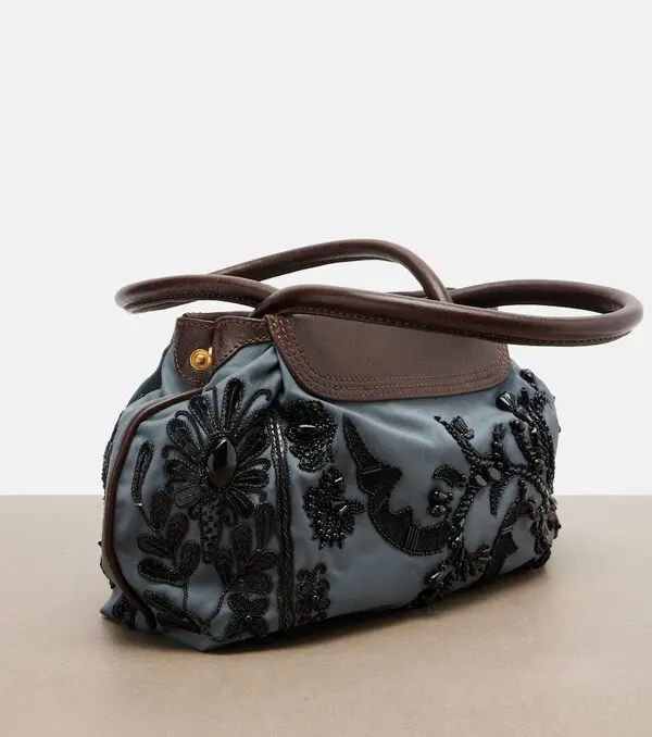 Dries Van Noten Embellished Twill Shoulder Bag
