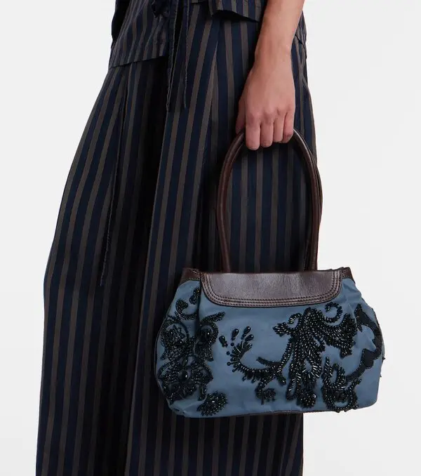 Dries Van Noten Embellished Twill Shoulder Bag