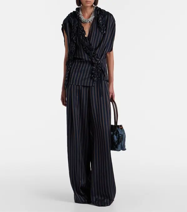Dries Van Noten Embellished Twill Shoulder Bag