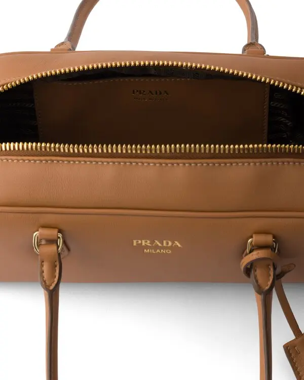 Prada Medium Leather Top-handle Bag - Brown