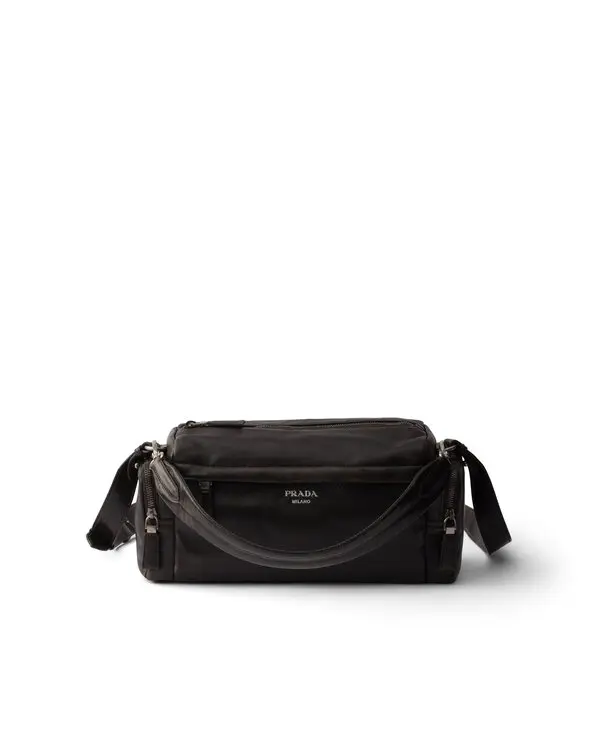 Prada Distressed Nappa Leather Shoulder Bag - Brown