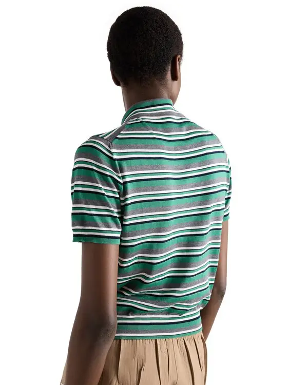 Prada Short-sleeved Striped Cotton Polo Shirt