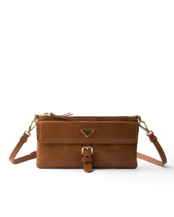 Prada Nappa Leather Wallet With Shoulder Strap - Brown