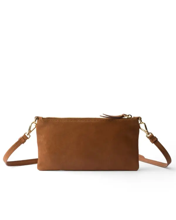 Prada Nappa Leather Wallet With Shoulder Strap - Brown