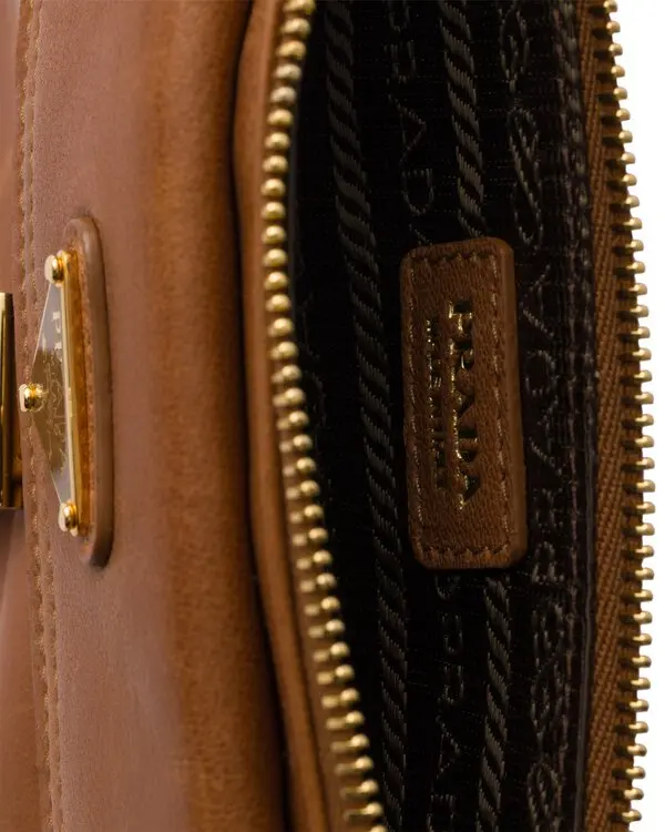 Prada Nappa Leather Wallet With Shoulder Strap - Brown