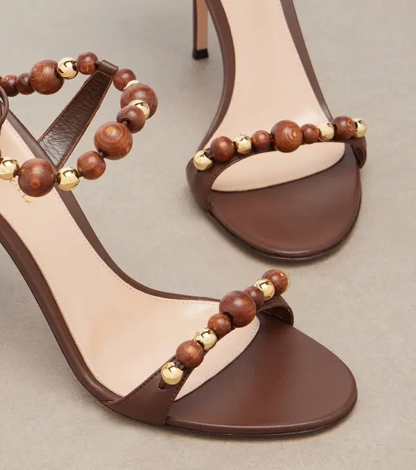 GIANVITO ROSSI Pandawa Beaded Leather Sandals - Brown
