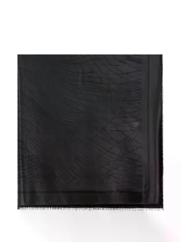 Elisabetta Franchi Abstract-print Frayed Scarf - Black