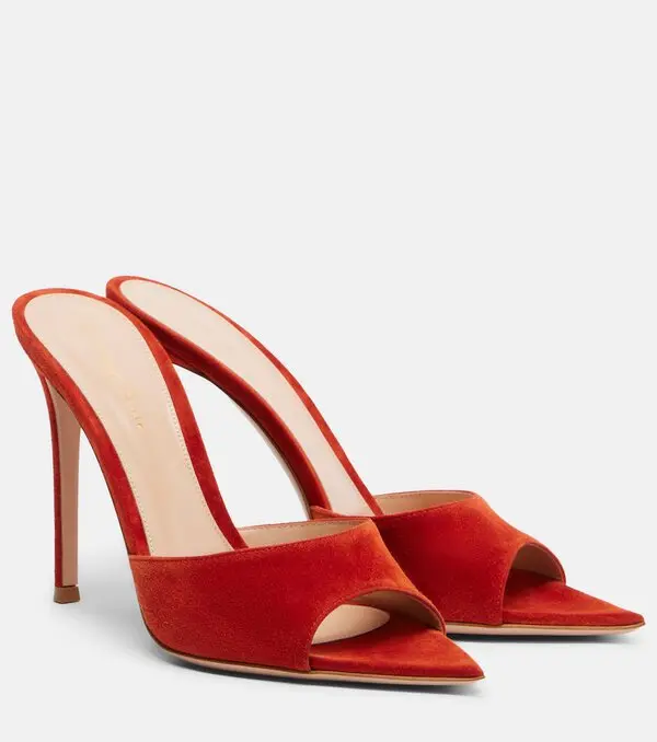 GIANVITO ROSSI Elle Suede Mules - Orange