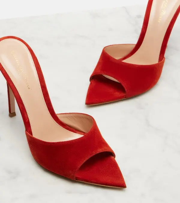 GIANVITO ROSSI Elle Suede Mules - Orange