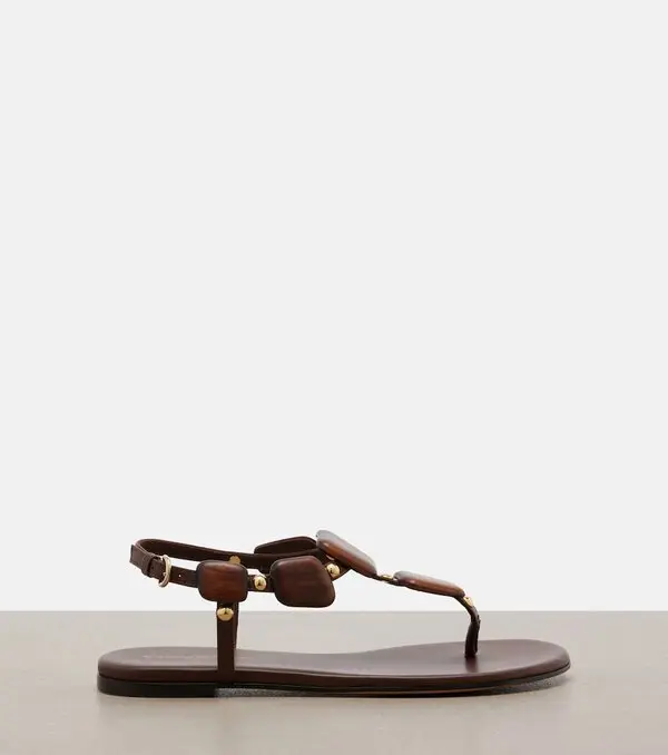 GIANVITO ROSSI Embellished Leather Thong Sandals