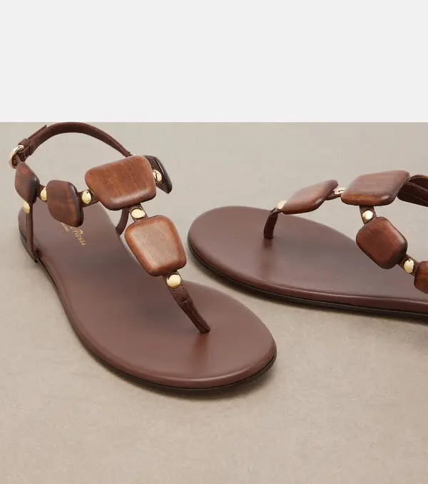 GIANVITO ROSSI Embellished Leather Thong Sandals