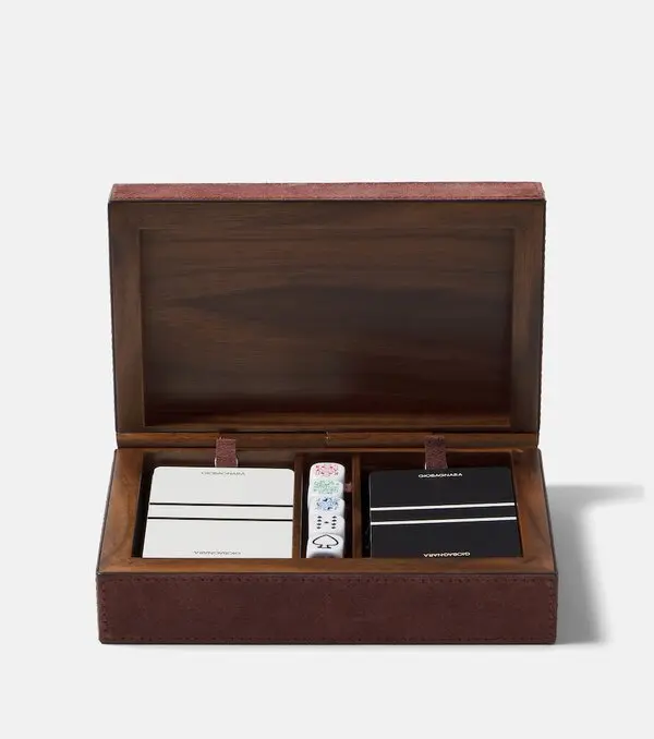 GIOBAGNARA Royal Dice And Playing Cards Set - Brown