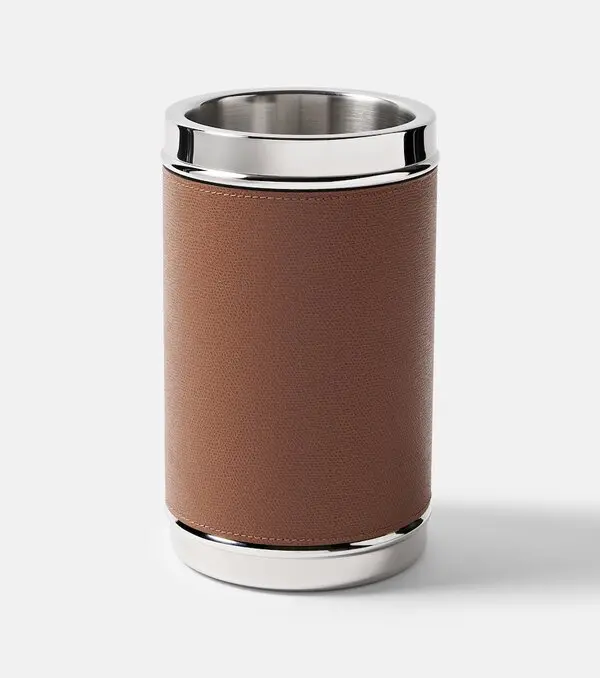 GIOBAGNARA Ocean Steel And Leather Bottle Cooler - Brown