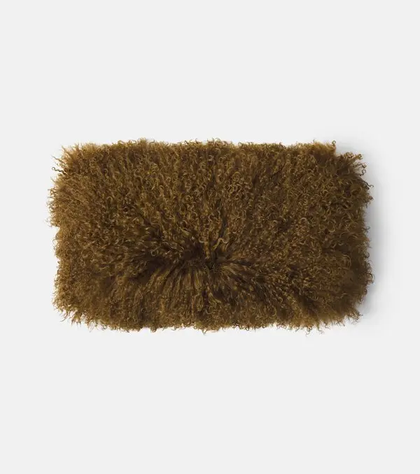 MAISON DE VACANCES Shearling And Linen Cushion - Brown