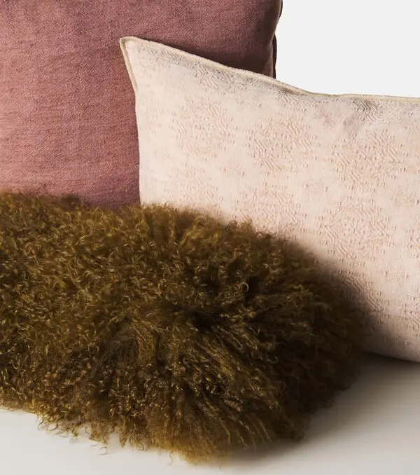 MAISON DE VACANCES Shearling And Linen Cushion