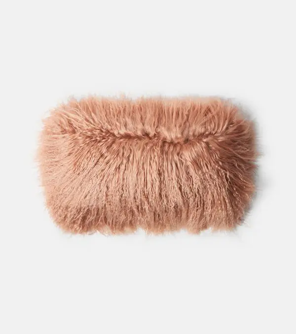 MAISON DE VACANCES Shearling And Linen Cushion - Pink