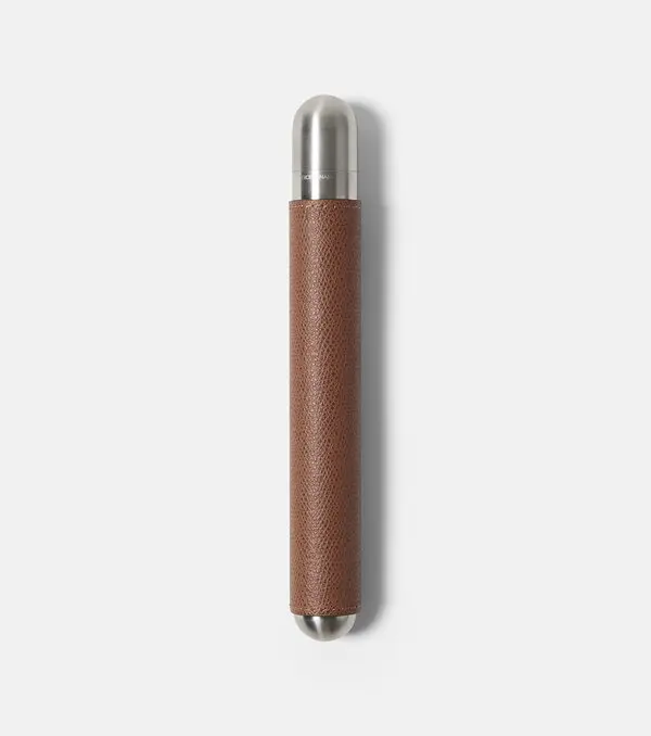 GIOBAGNARA Leather-trimmed Cigar Holder - Brown