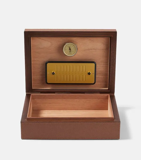GIOBAGNARA Santiago Leather And Wooden Cigar Box - Brown