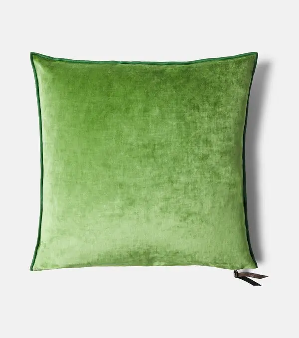 MAISON DE VACANCES Leather-trimmed Cushion - Green