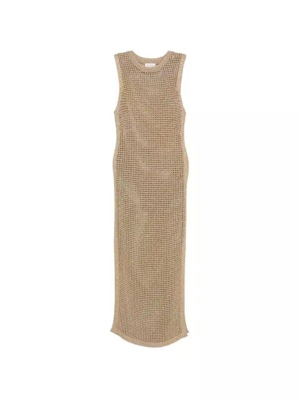 MC2 SAINT BARTH Eileen Open-knit Maxi Dress - Neutrals