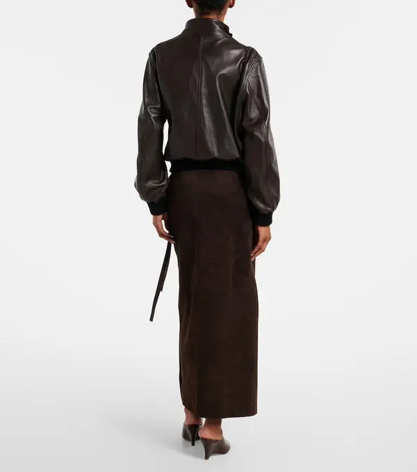 Nour Hammour Suede Wrap Skirt