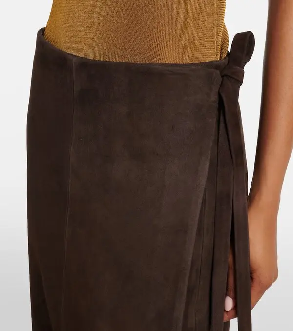 Nour Hammour Suede Wrap Skirt