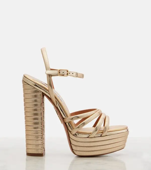 AQUAZZURA Heatwave Metallic Platform Sandals - Gold
