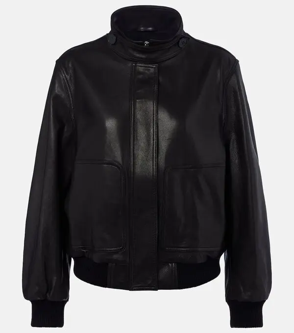 Nour Hammour Rios Leather Bomber Jacket - Black