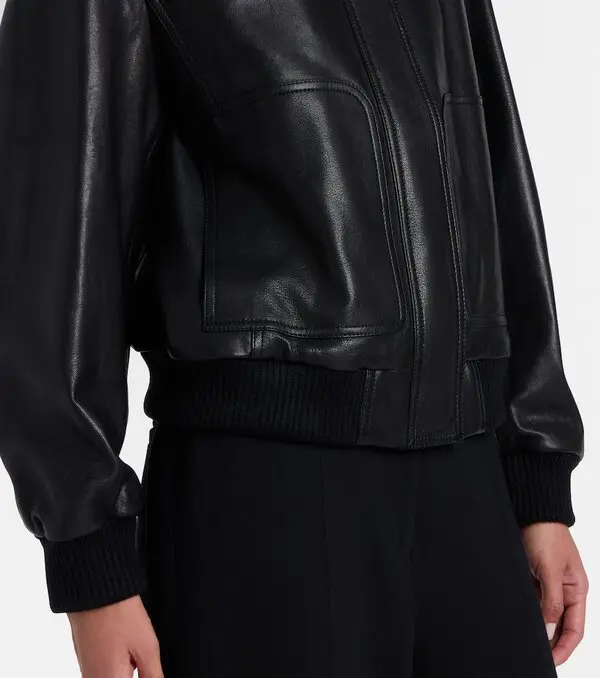 Nour Hammour Rios Leather Bomber Jacket - Black