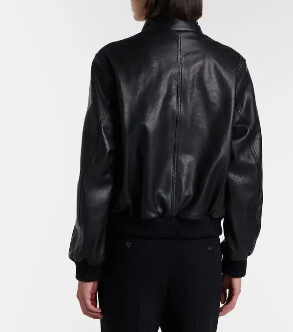 Nour Hammour Rios Leather Bomber Jacket - Black