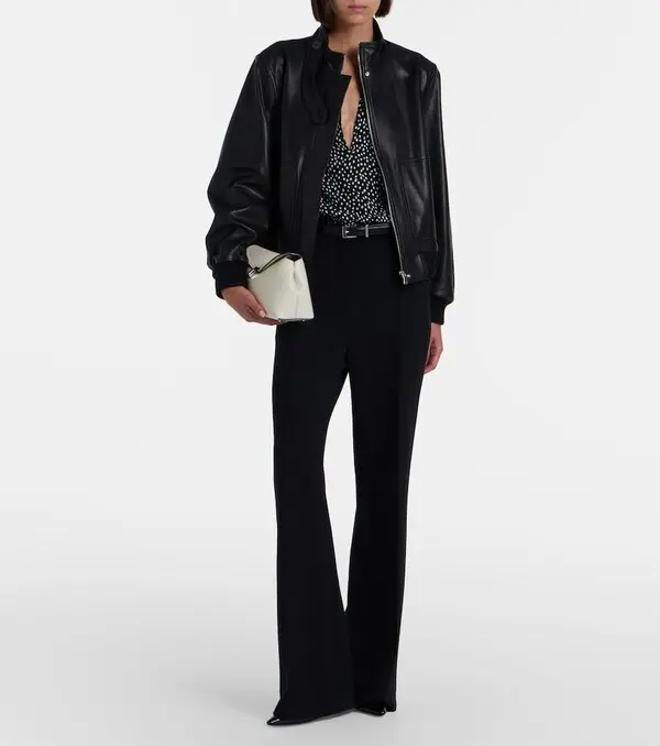 Nour Hammour Rios Leather Bomber Jacket - Black