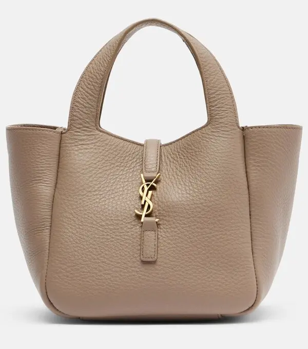 Saint Laurent Le 5 A 7 Bea Baby Leather Top-handle Bag - Beige