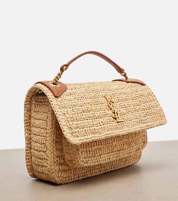 Saint Laurent Niki Mini Raffia Crossbody Bag