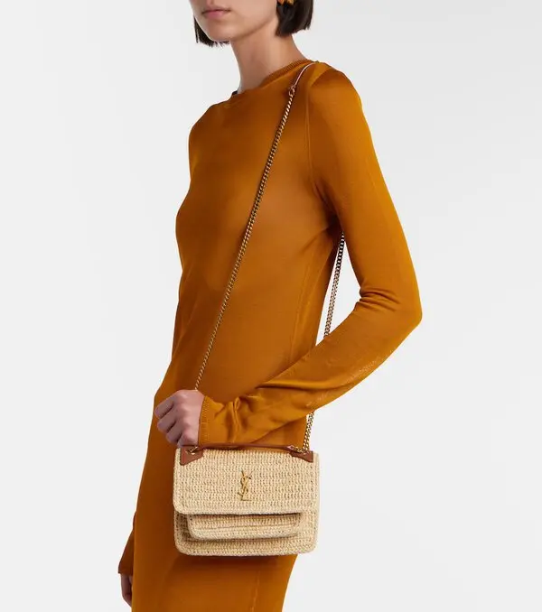 Saint Laurent Niki Mini Raffia Crossbody Bag