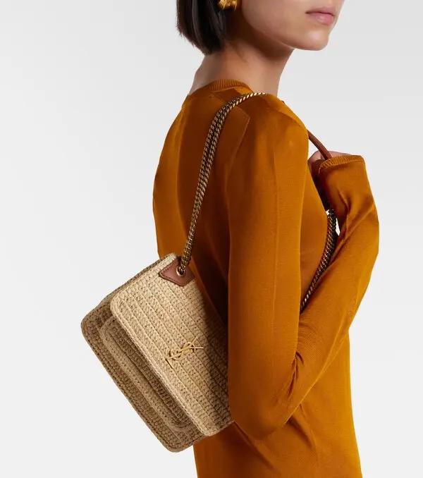 Saint Laurent Niki Mini Raffia Crossbody Bag