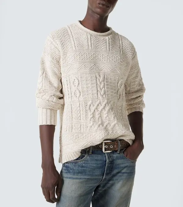 Ralph Lauren Cotton Linen Crewneck Sweater With Ribbed Hem And Cuffs