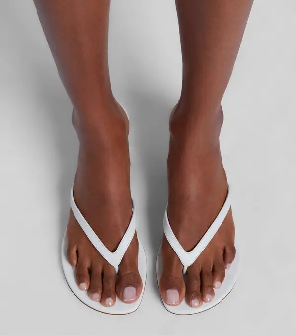 Amina Muaddi Juliette Leather Thong Sandals